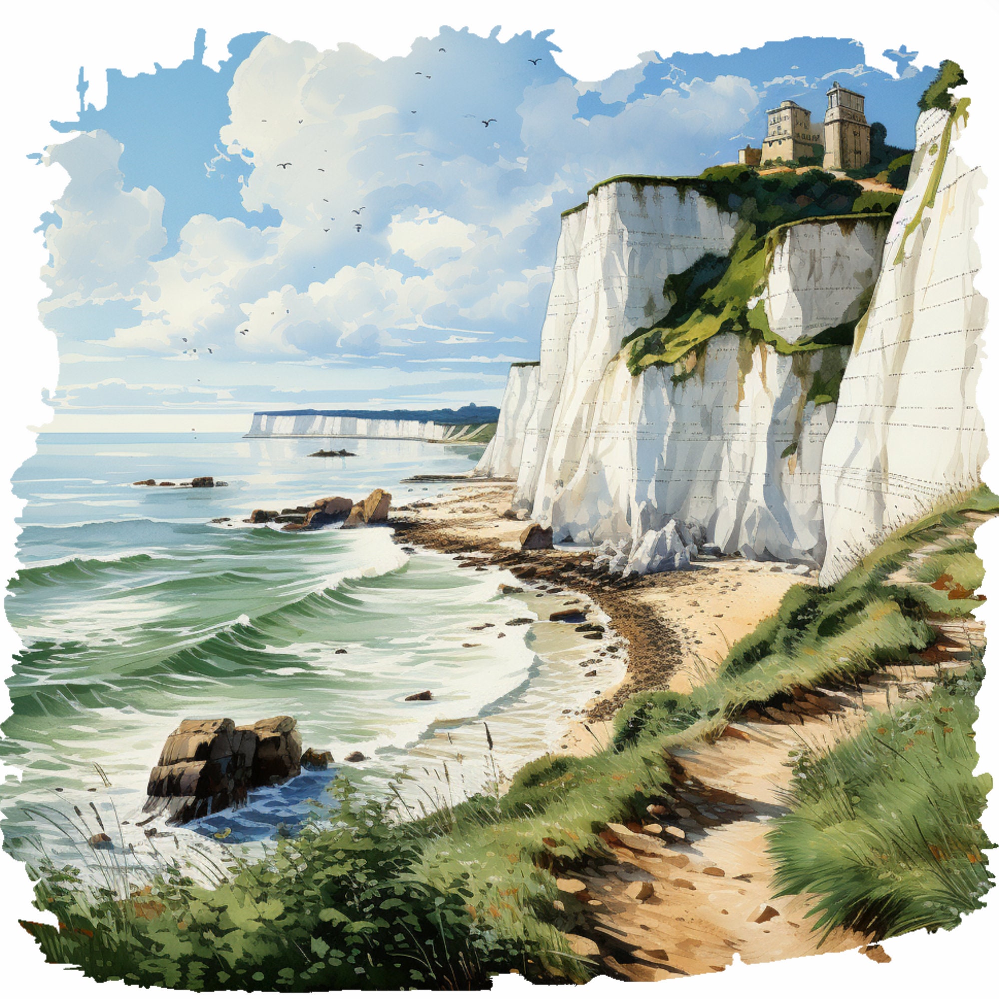 White Cliffs of Dover Clipart Bundle White Background - Etsy