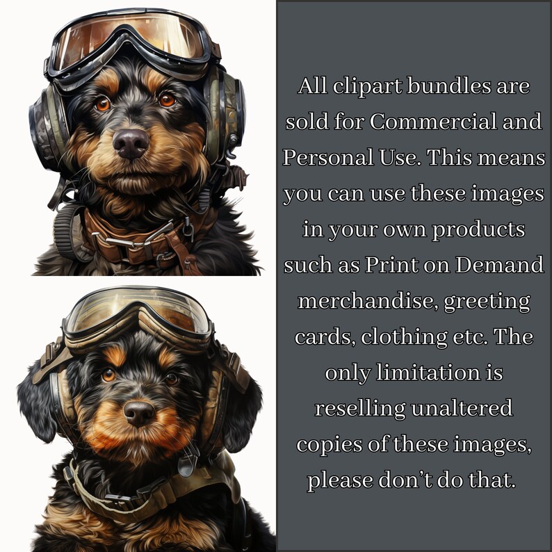 Puppy Pilot Dog Clipart Bundle, PNG, Ideal for Digital Art, Junk ...