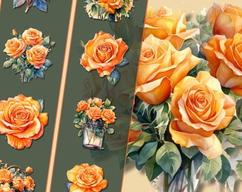 Rose Clipart in Radiant Roses Watercolor Collection Exquisite - Etsy