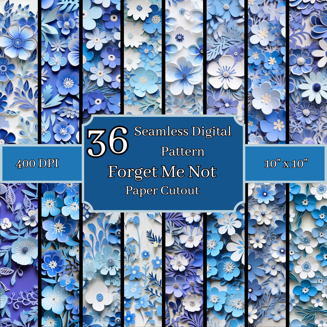 Forget-me-not Paper Cutout Seamless Patterns Bundle, High-resolution ...