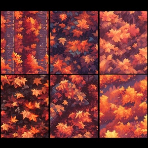 Anime Inspired Autumn Leaves Seamless Patterns Bundle, High-resolution ...