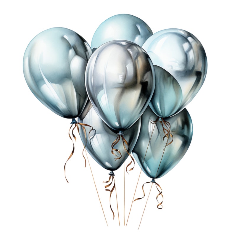 Silver Balloon PNG Clipart Bundle for Personal & Commercial - Etsy