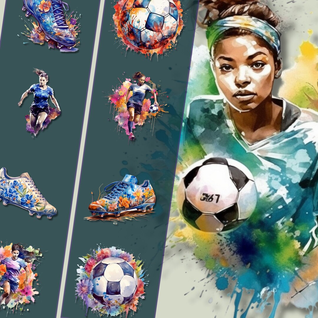 Girls Soccer Clipart Bundle Dynamic Sports Illustrations, High ...