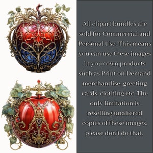 Magic Apple Clipart Bundle, Ornate Enchanted Fruit Designs ,PNG Format ...