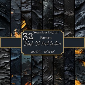 Black Oil Paint Texture Seamless Patterns Bundle, Artistic 400 DPI ...