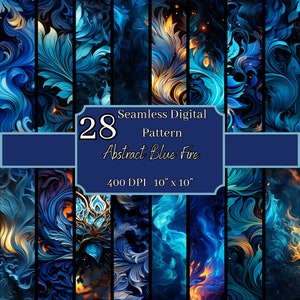 Abstract Blue Fire Seamless Patterns Bundle, Mystical 400 DPI, 10x10 ...