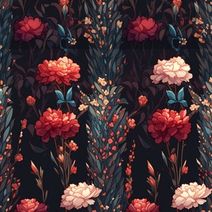 Carnations Pixel Art Inspired Floral Seamless Patterns Bundle, 400 DPI ...