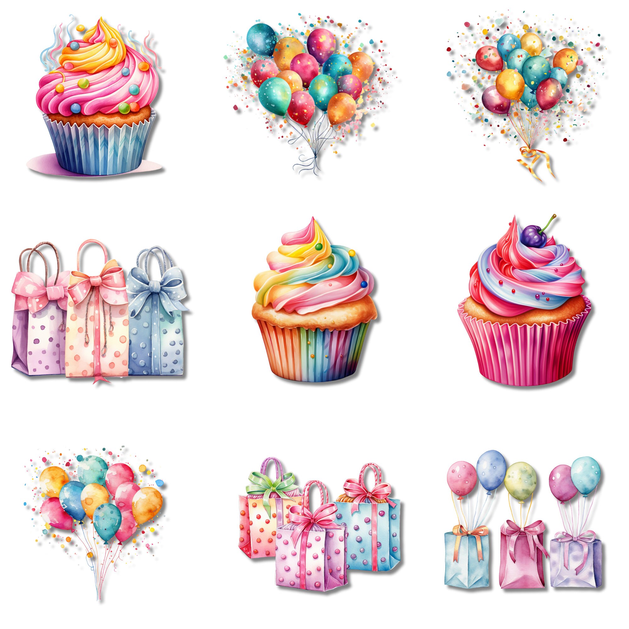 Birthday Party Clipart Bundle Celebratory Illustrations - Etsy