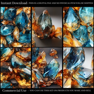 Topaz Gemstone Seamless Patterns Bundle, High-resolution 400 DPI, 10x10 ...