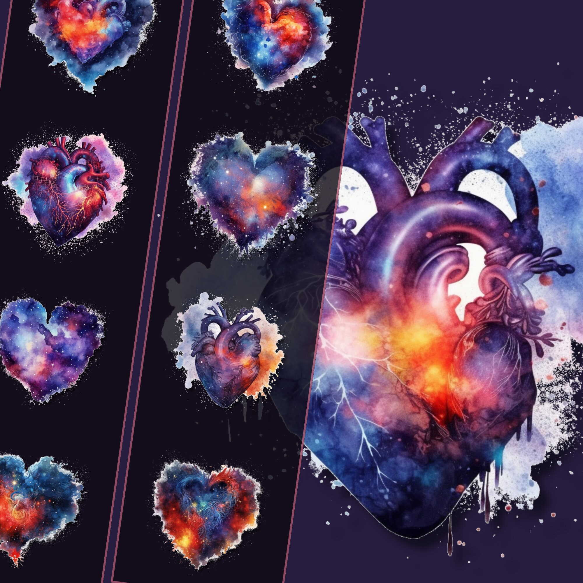 Celestial Heart Clipart Bundle High-quality PNG Files - Etsy