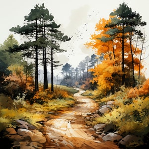 Autumn Forest Path Clipart Bundle, Enchanting Seasonal Illustrations ...