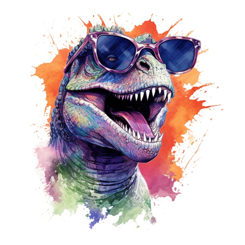 Cool T-rex Clipart Bundle Trendy Dinosaur Illustrations, PNG Files ...