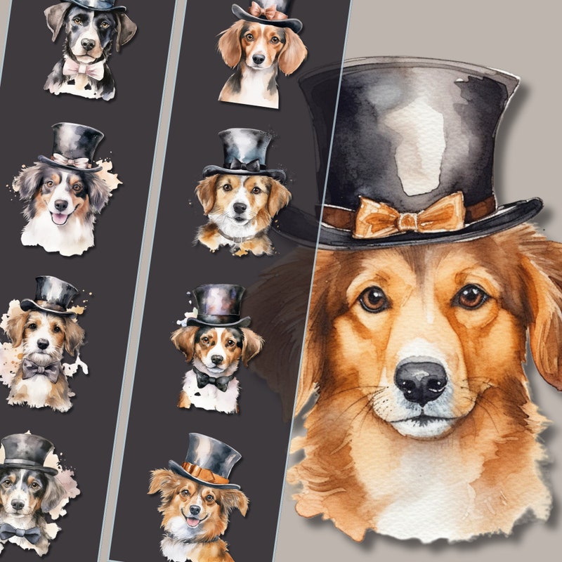 Dogs in Top Hats - Etsy