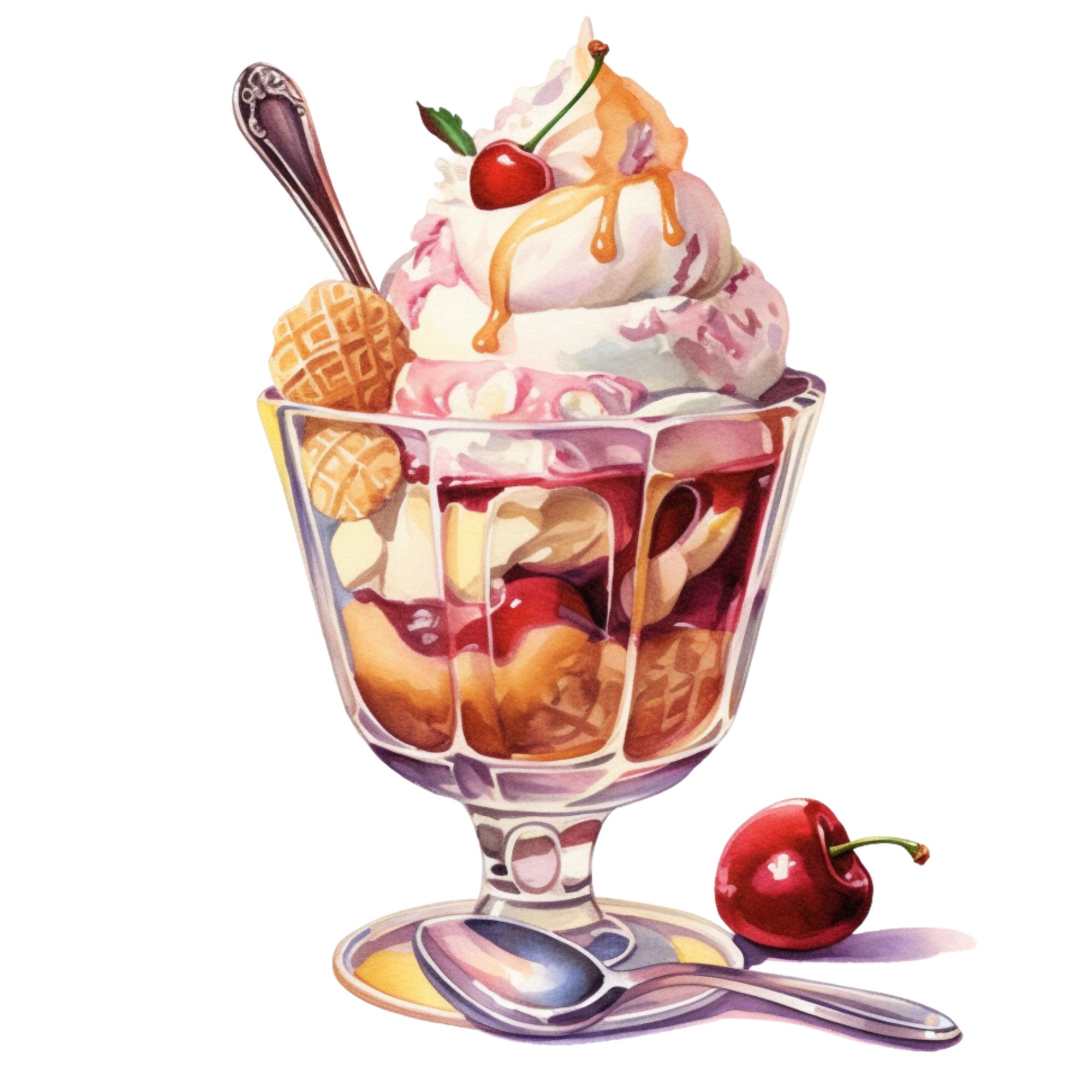 Ice Cream Sundae Clipart Collection PNG Graphics Perfect for - Etsy