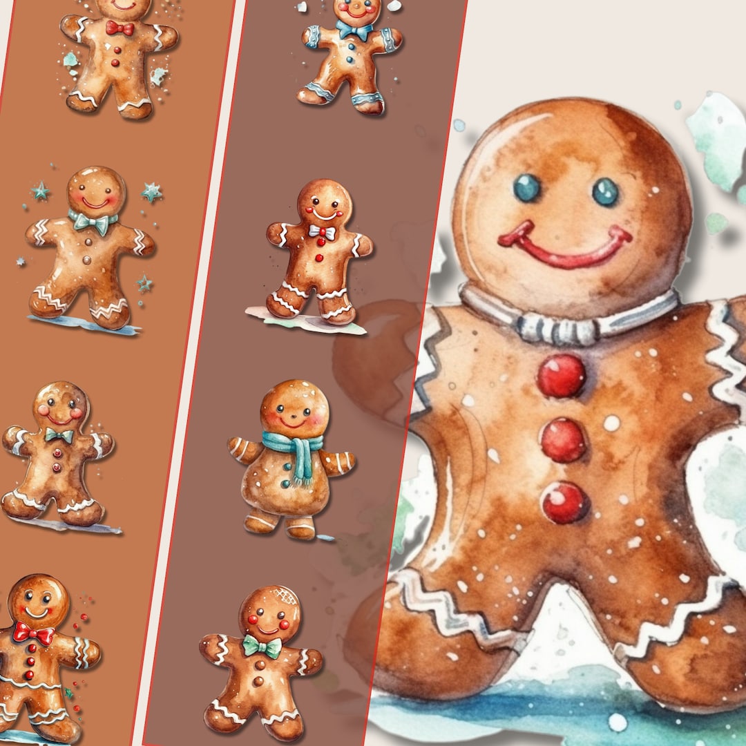 Gingerbread Man Clipart Collection PNG Graphics Perfect for DIY ...