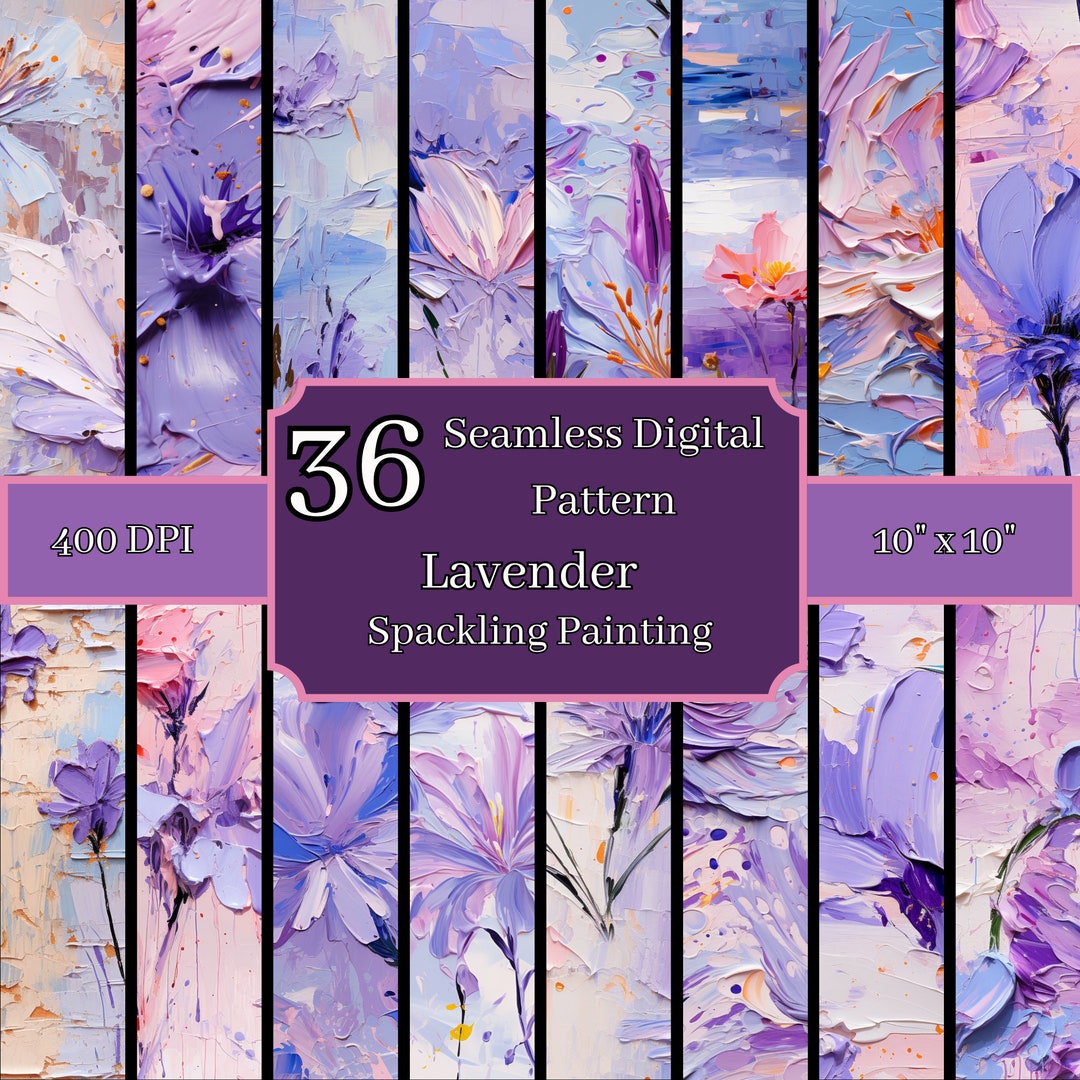 Lavender Spackling Painting Seamless Patterns Bundle, High-resolution ...