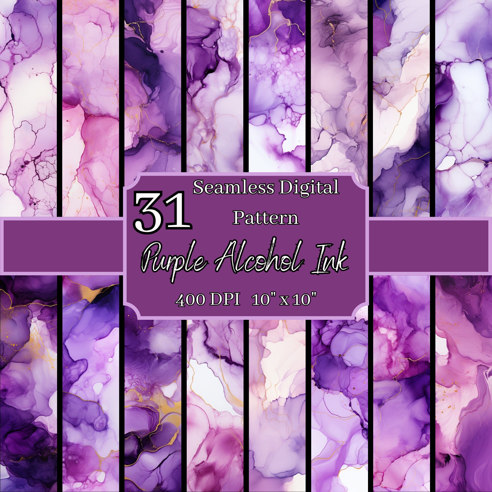 Purple Alcohol Ink Seamless Patterns Bundle, High-resolution 400 DPI ...