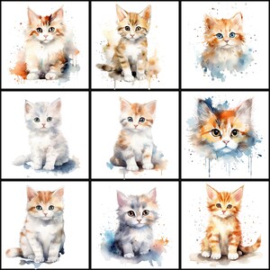Cat Clipart Feline Fancy Watercolor Collection - Adorable Cat Clipart ...