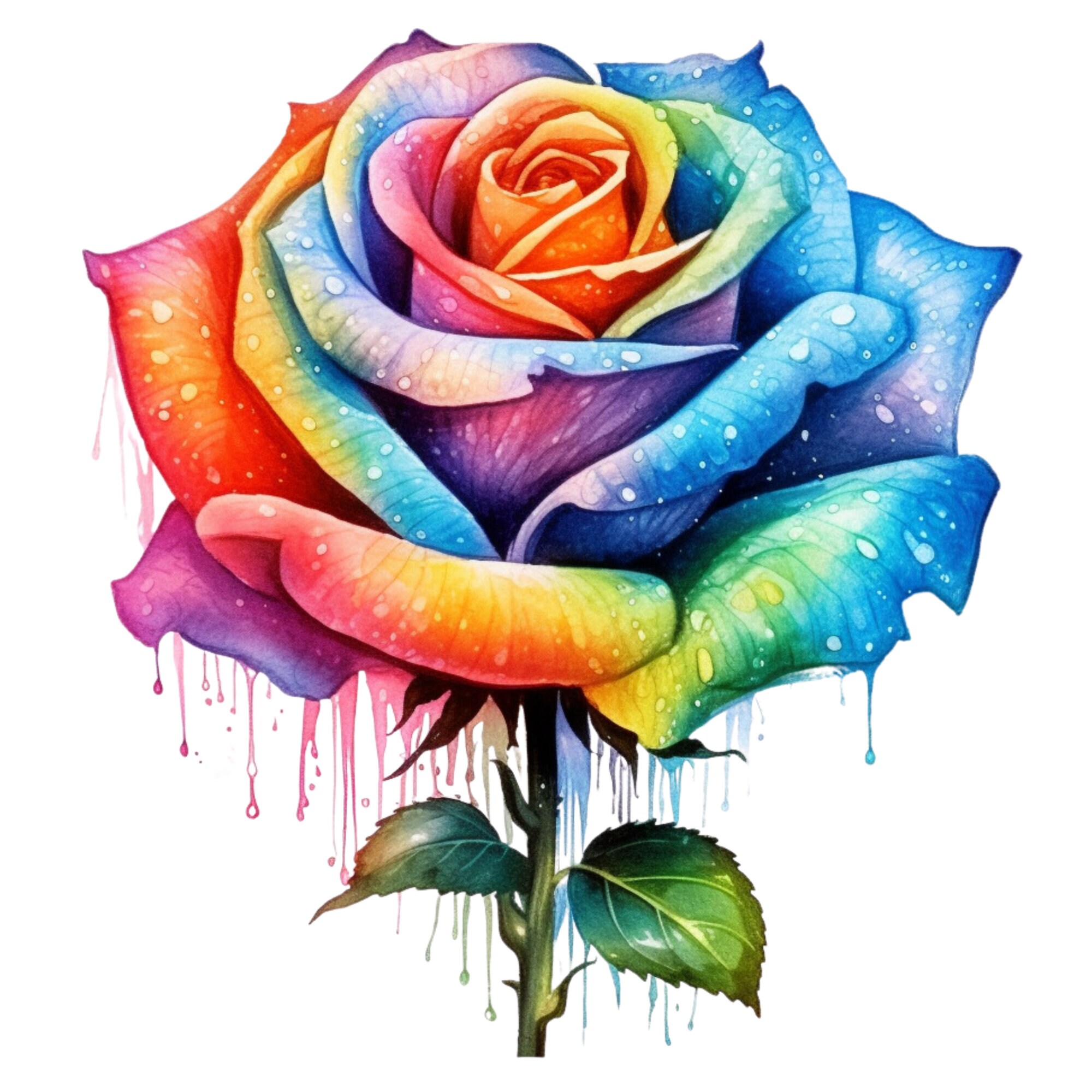 Rainbow Rose Clipart Bundle High-resolution PNG Files - Etsy