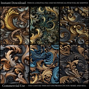 Engraved Ornamental Swirls Seamless Patterns Bundle, High-resolution ...