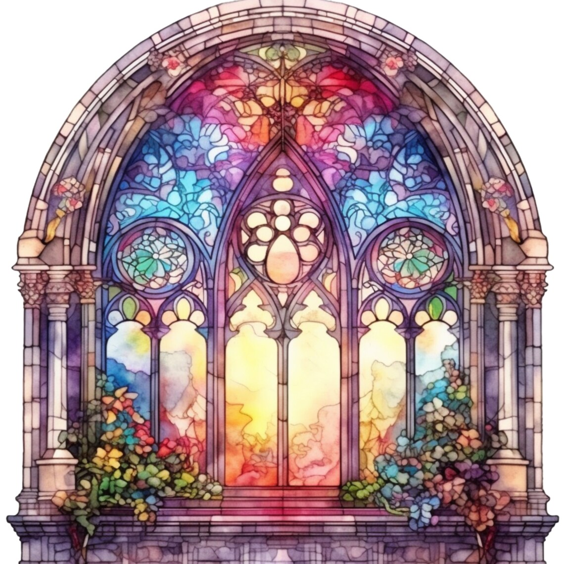 Stained Glass Window Clipart Bundle High-resolution PNG - Etsy