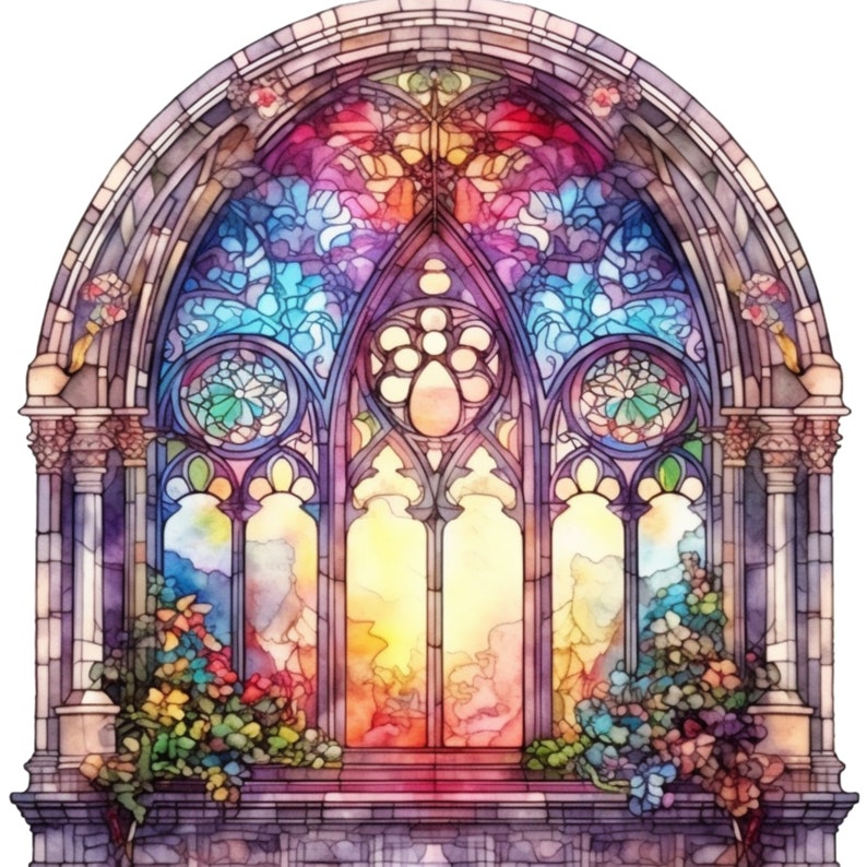 Stained Glass Window Clipart Bundle High-resolution PNG - Etsy