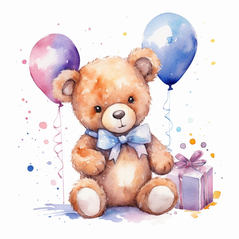 Teddy Bear Birthday Clipart Instant Download PNG Format - Etsy