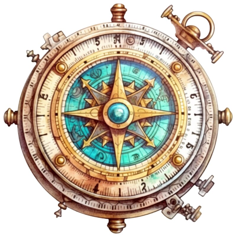 Steampunk Compass Clipart Bundle High-resolution PNG Files, Instant ...