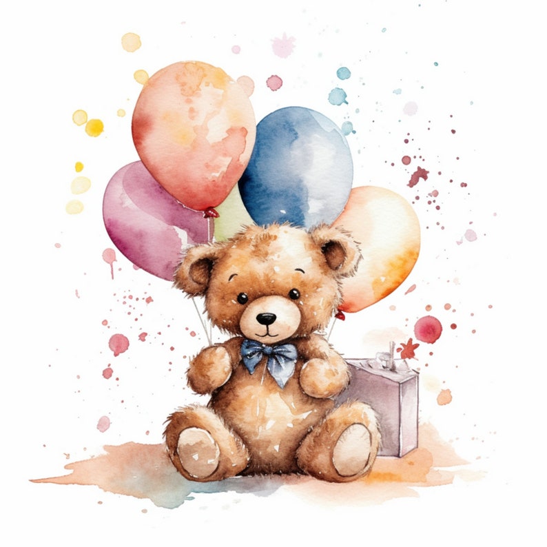 Teddy Bear Birthday Clipart Instant Download PNG Format - Etsy