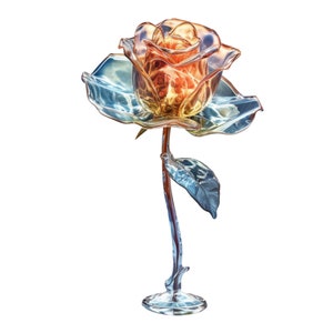 Rose Clipart Set Glass Rose Clipart PNG Instant Download Glass Rose ...