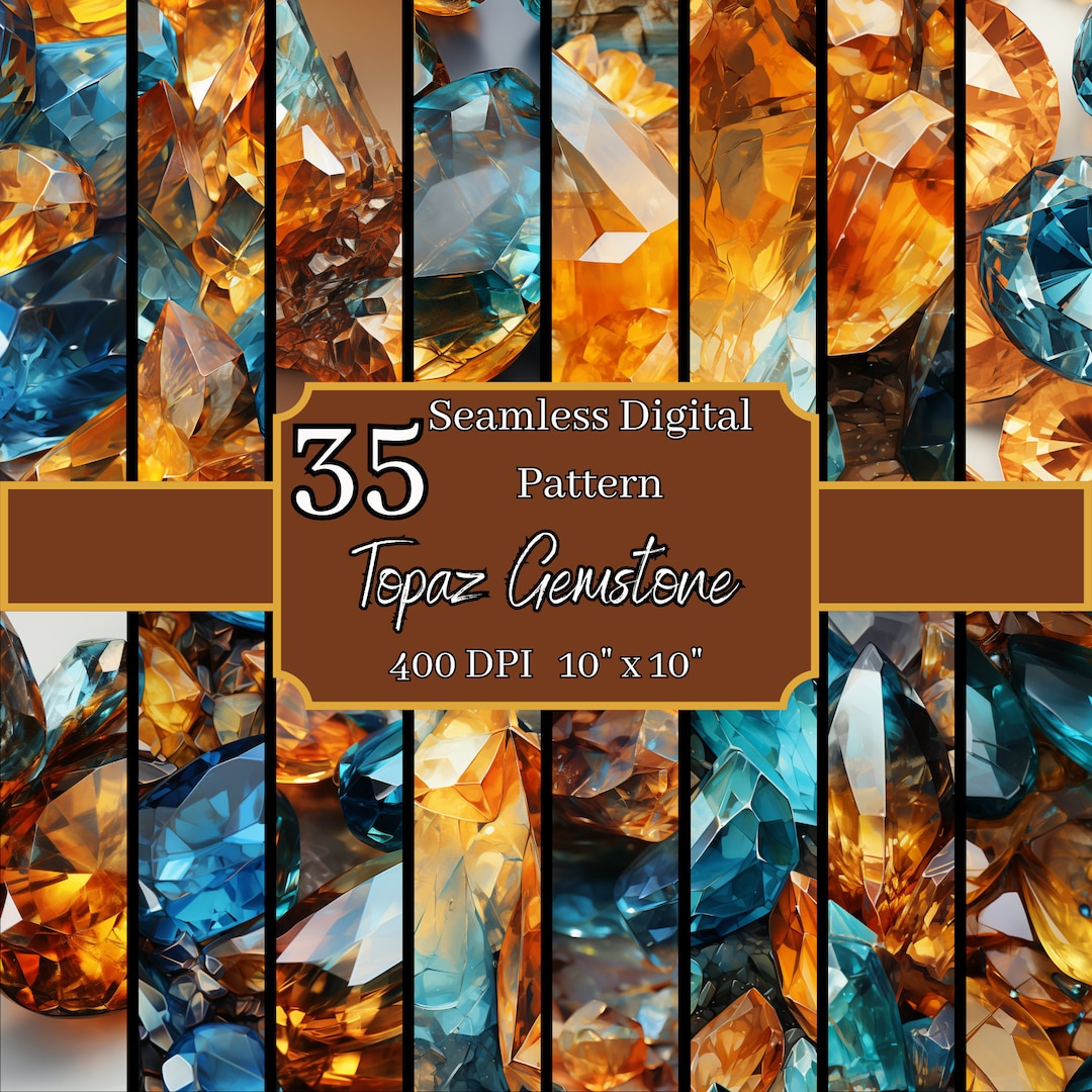 Topaz Gemstone Seamless Patterns Bundle, High-resolution 400 DPI, 10x10 ...
