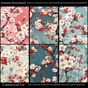 Vintage Rococo Cherry Blossoms Seamless Patterns Bundle, High ...