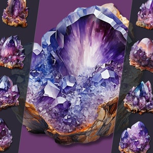 Amethyst Geode Clipart Bundle – PNG Format for Personal & Commercial ...