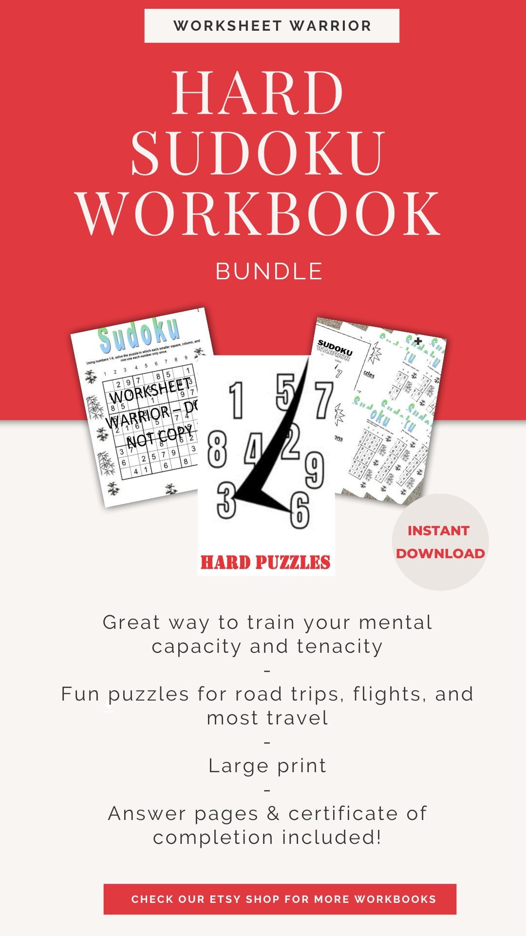 Hard Sudoku Workbook Bundle, Child Activity Book, Child Activity Books ...