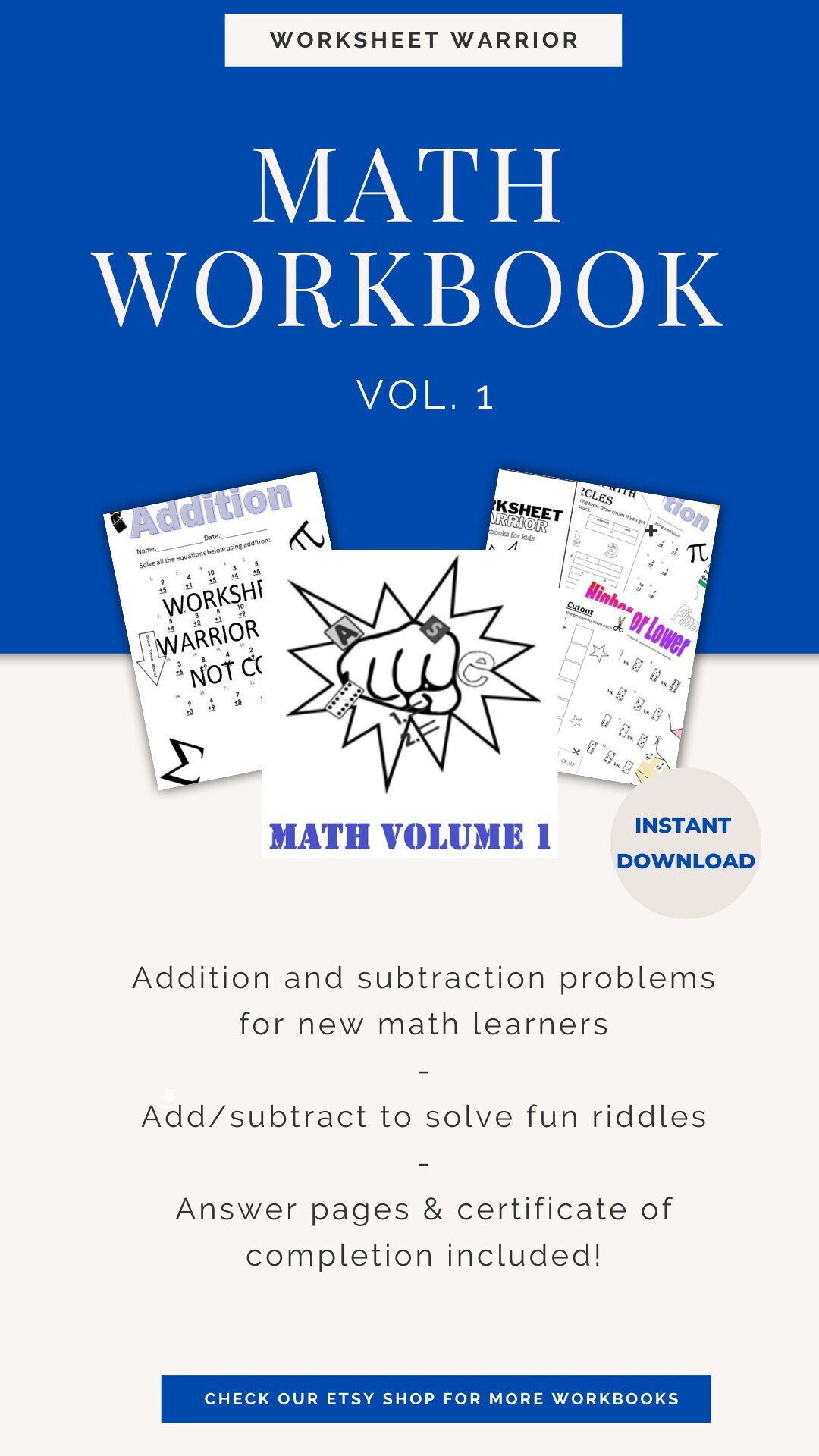 Math Workbook Vol. 1, Child Activity Book, Child Activity Books ...