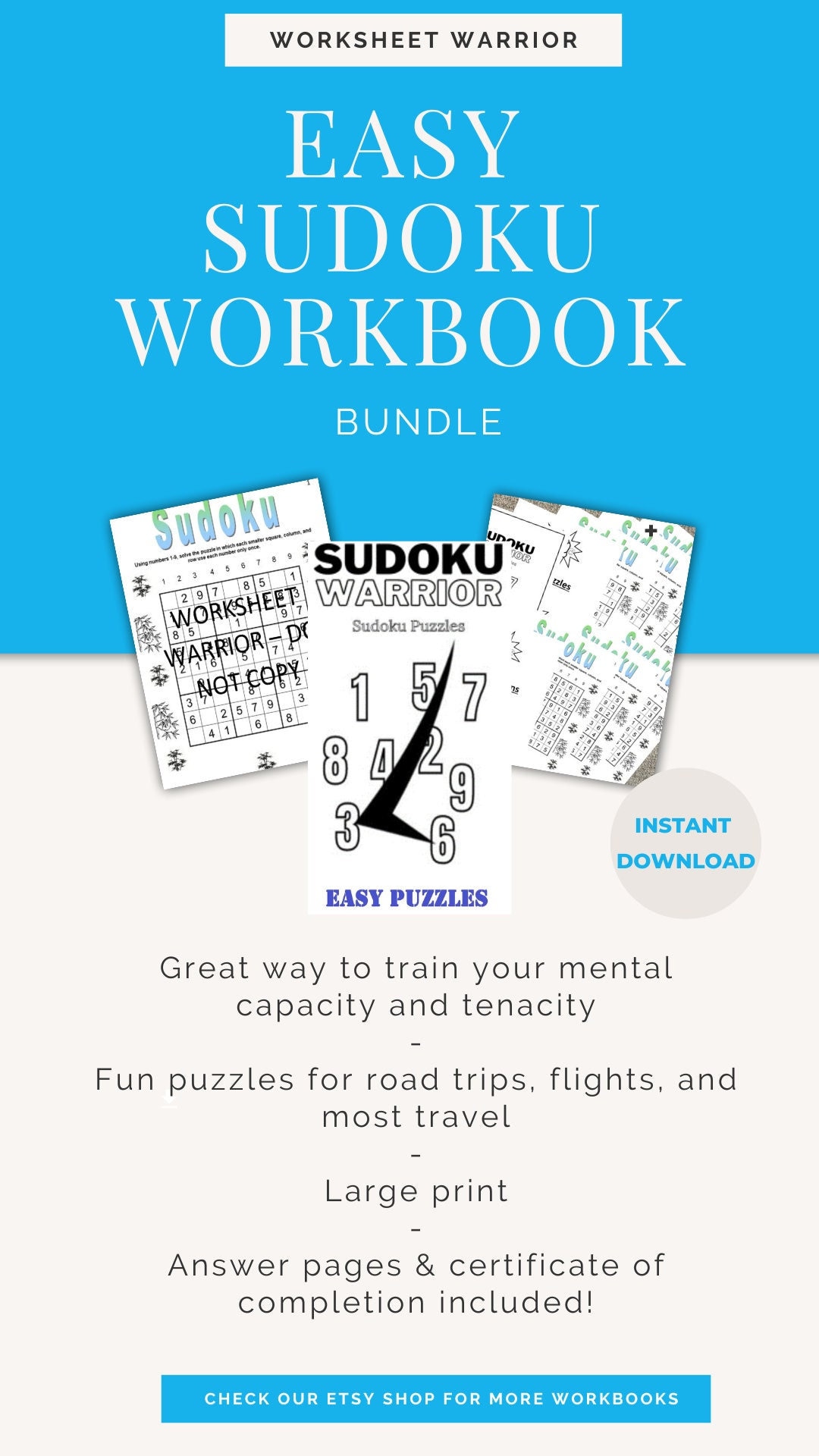 Easy Sudoku Workbook Bundle, Child Activity Book, Child Activity Books ...