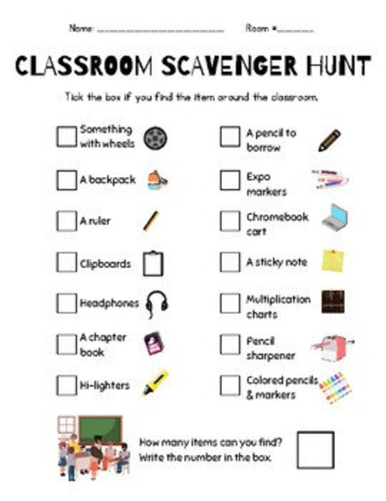 Classroom Scavenger Hunt | Ready to Print | Open House | First Day of ...