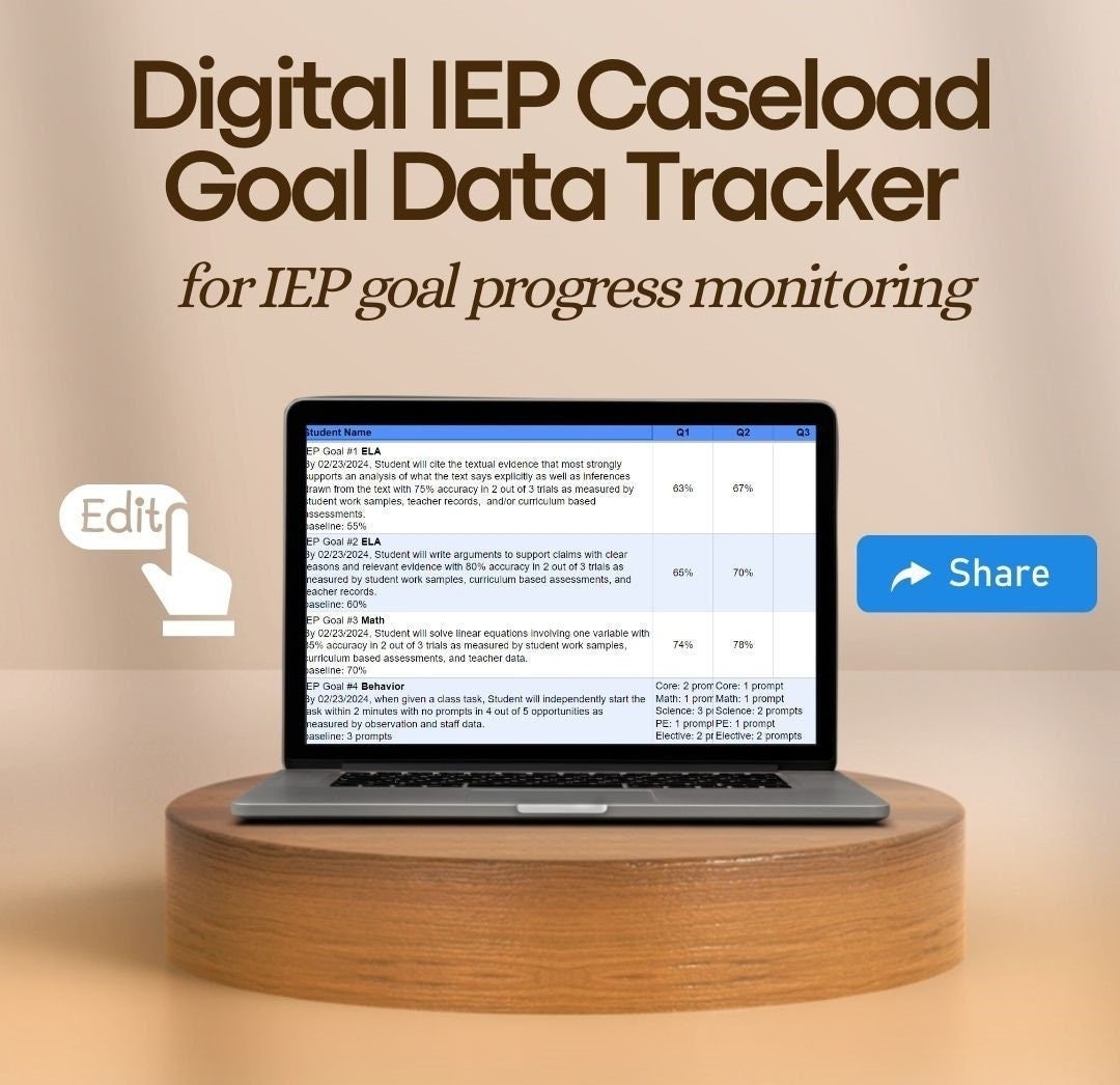 Digital IEP Caseload Goal Data Tracker | Google Sheet™ Template - Etsy