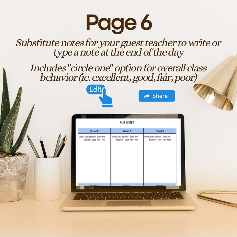 Teacher Sub Plans | Google Docs™ Template - Etsy
