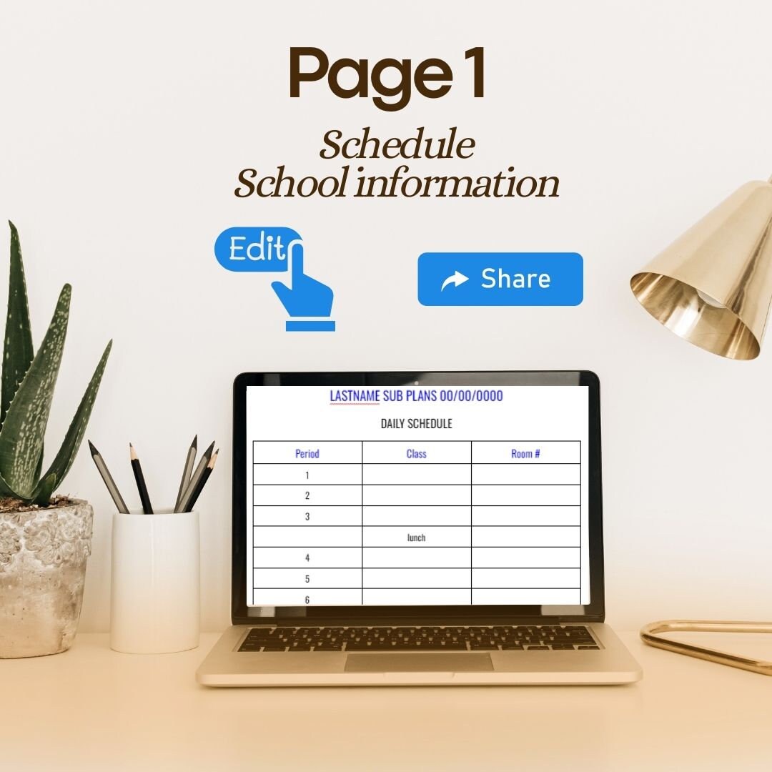 Teacher Sub Plans | Google Docs™ Template - Etsy