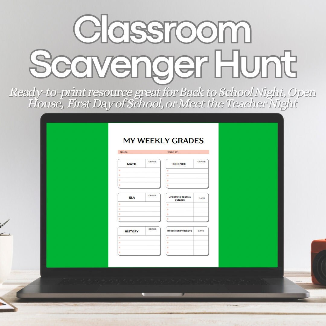 Classroom Scavenger Hunt Ready to Print Open House First Day of School ...