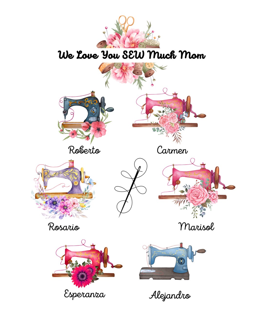 We Love You SEW Much Mom, Printable 8x10 Wall Art -vintage SEWING ...