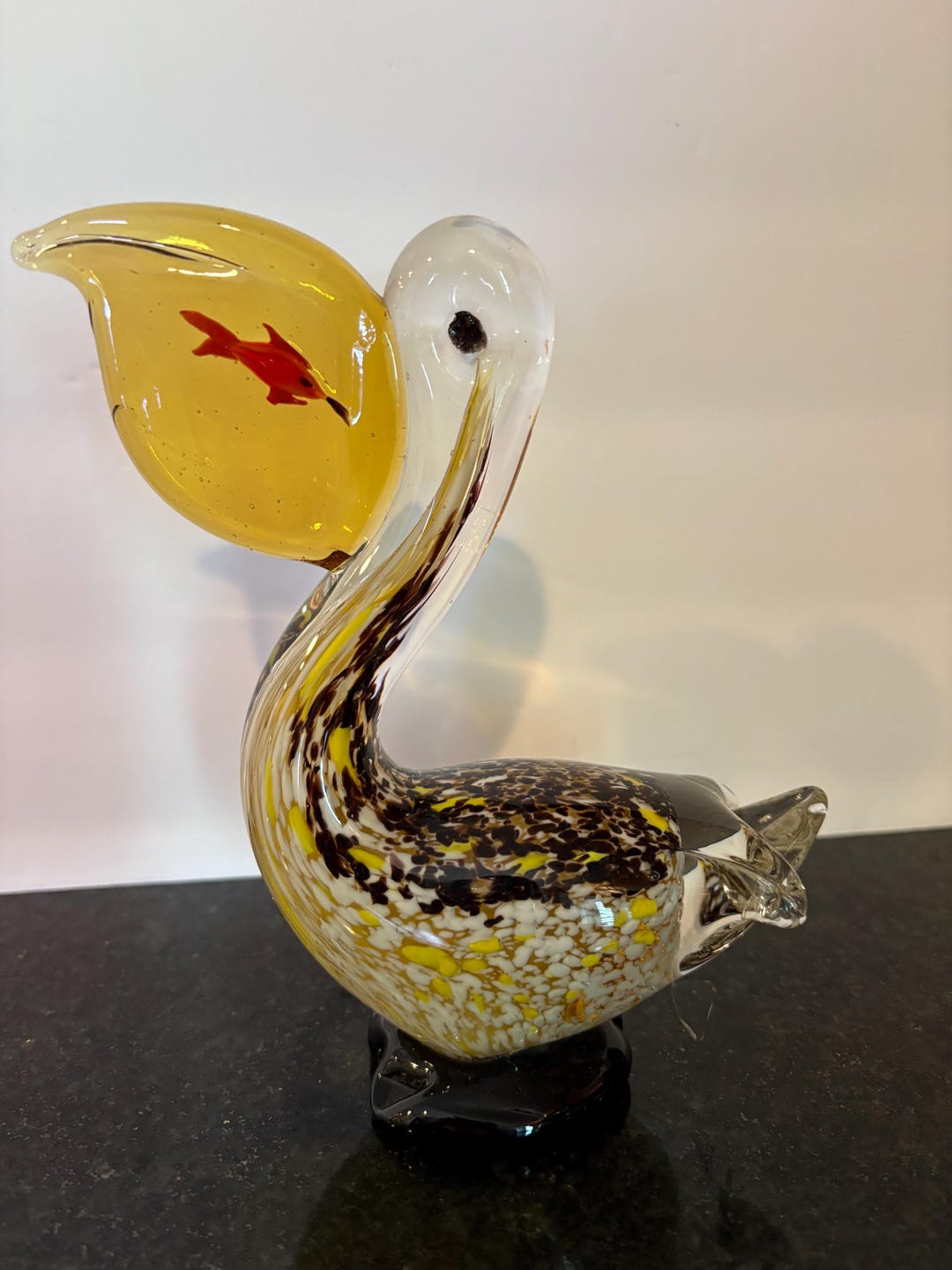 Vintage Glass Pelican With Fish in Mouth. Hand Blown. Yellows, Browns ...