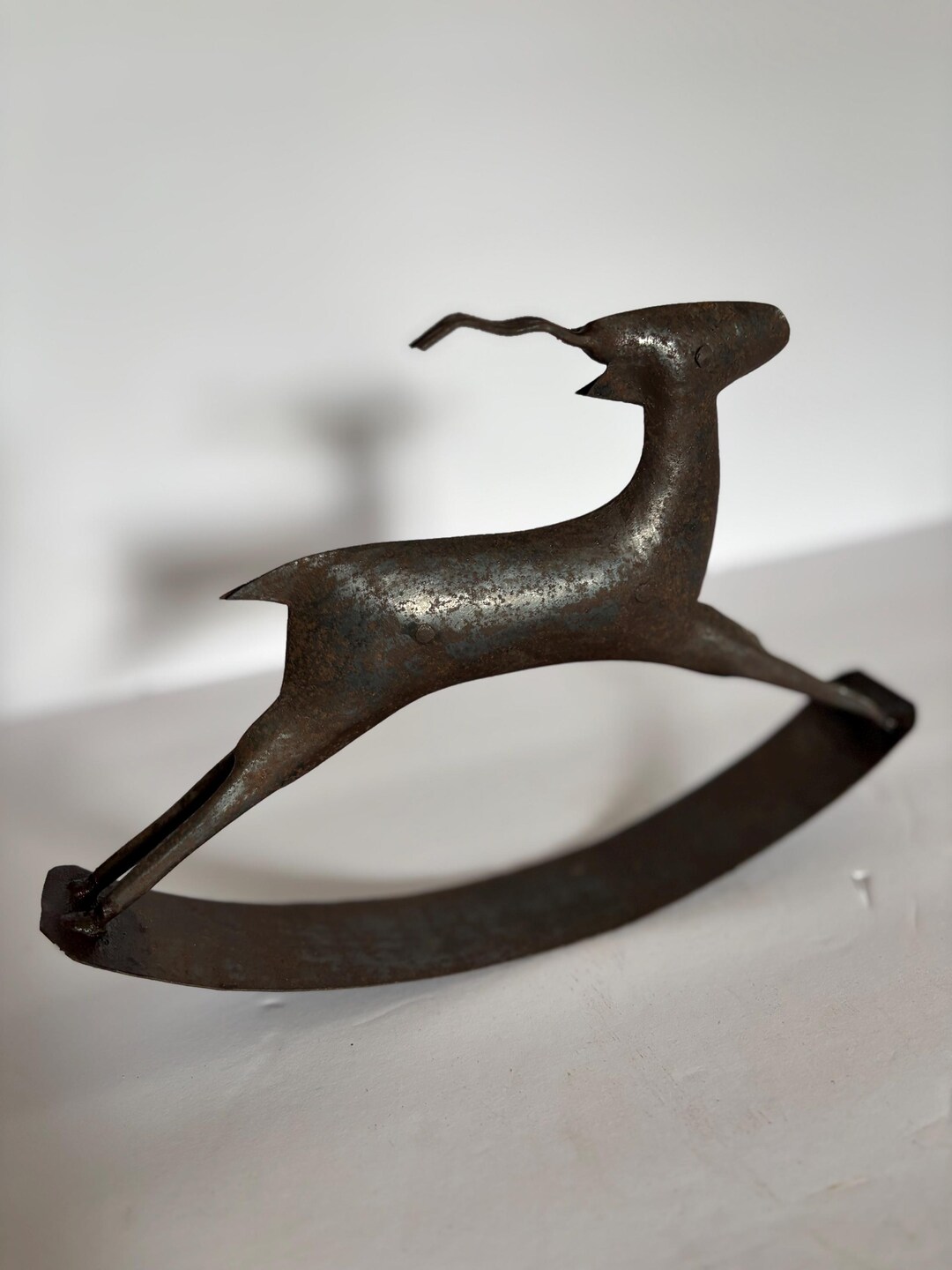 Vintage Folk Art Metal Rocking Antelope Figurine. - Etsy