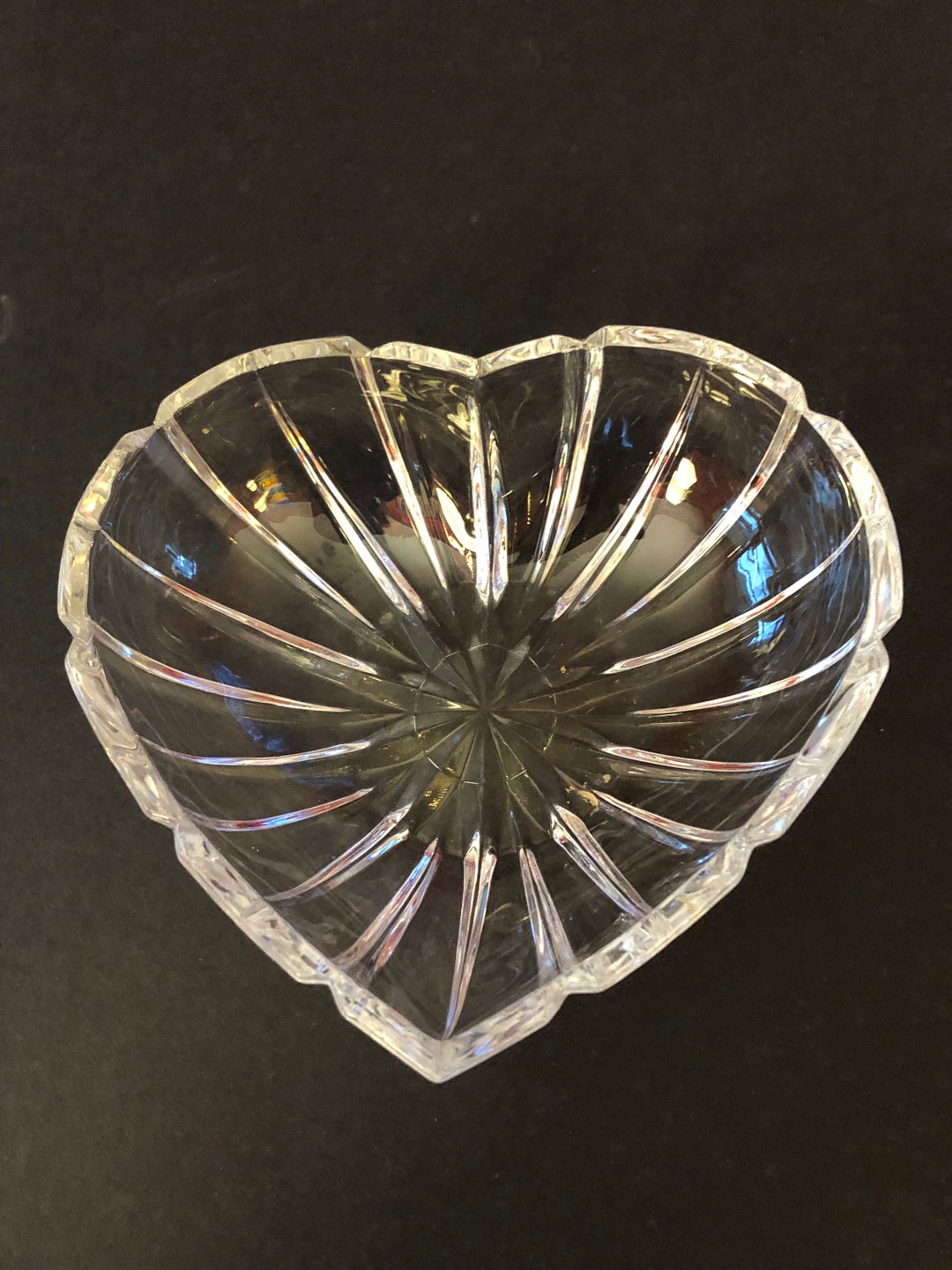 Cut Glass Vintage Heart Shaped Bowl. - Etsy