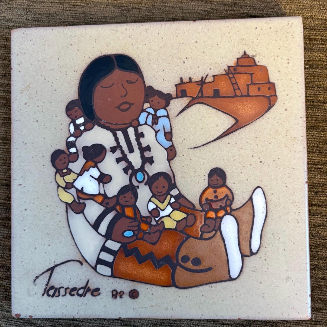 Vintage Artist Cleo Teissedre Handpainted Tile. Mounted. 1982 ...
