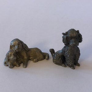 Spoontiques Pewter Miniature Dog Figurines. Poodle and Spaniel. Vintage ...