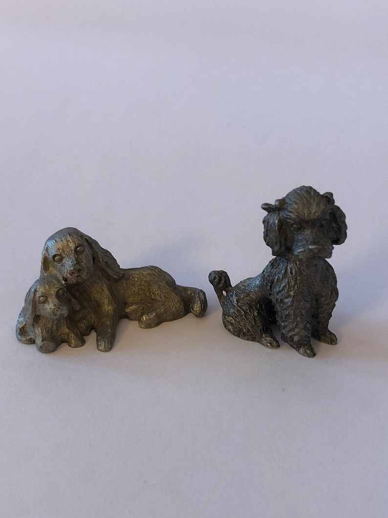 Spoontiques Pewter Miniature Dog Figurines. Poodle and Spaniel. Vintage ...