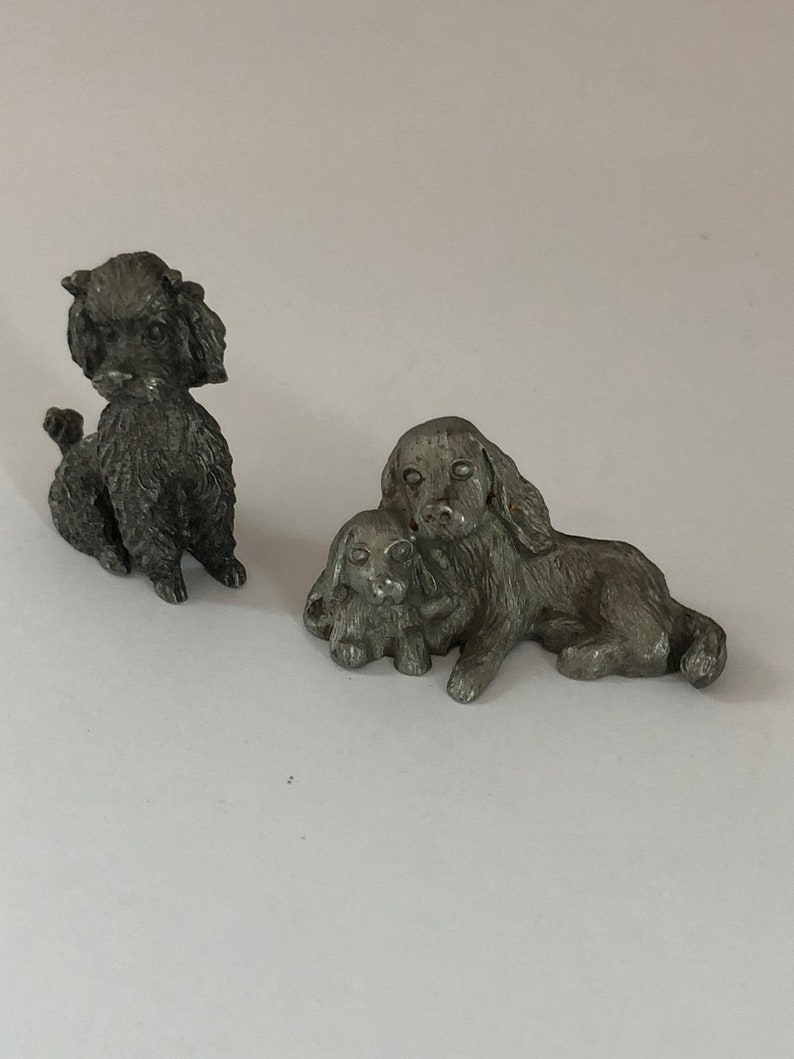 Spoontiques Pewter Miniature Dog Figurines. Poodle and Spaniel. Vintage ...