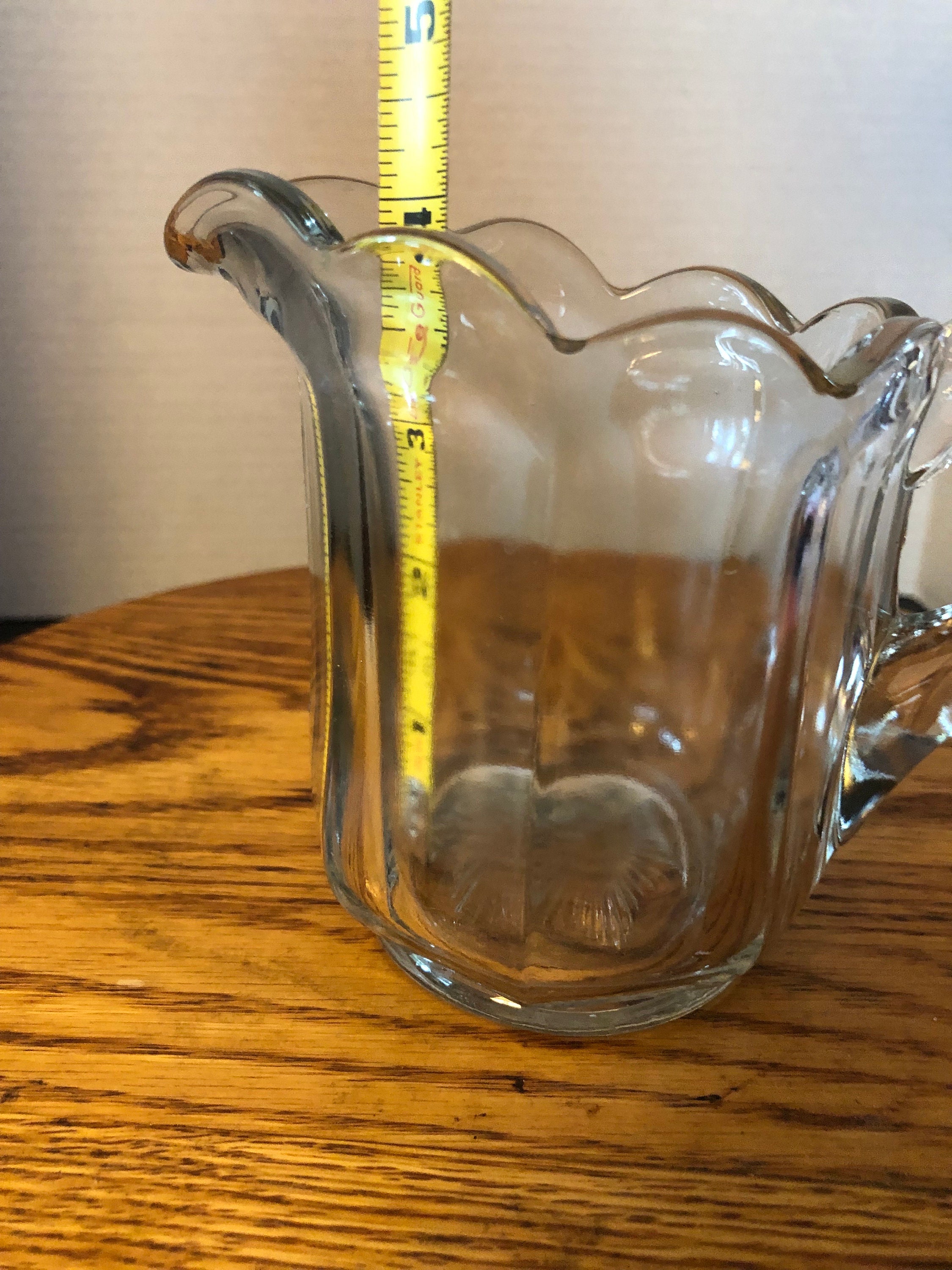 Vintage Glass Pitcher. Etched Glass Design. Holds 16 Oz. - Etsy